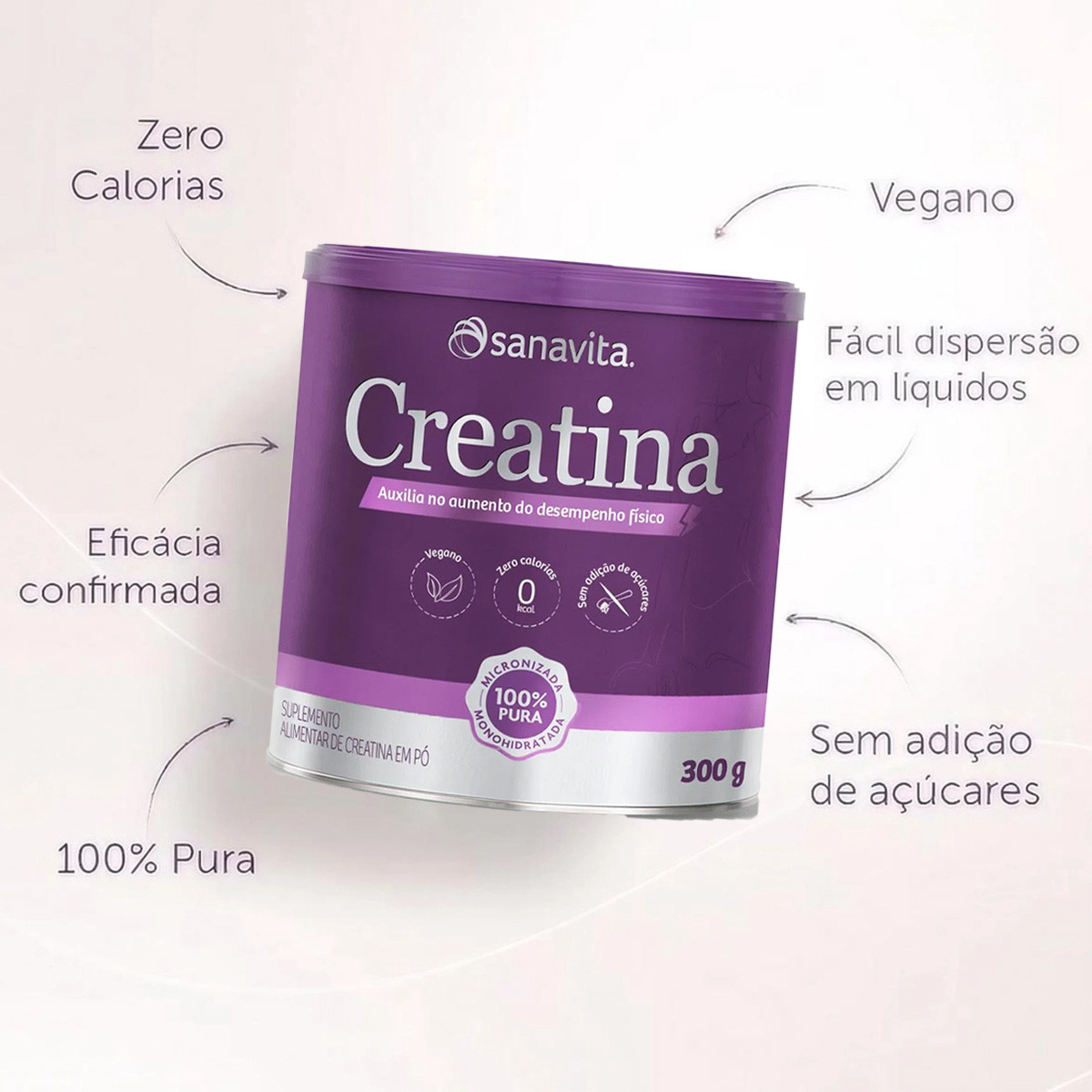 Creatina Monohidratada 300g Sanavita Espaço Nutrição